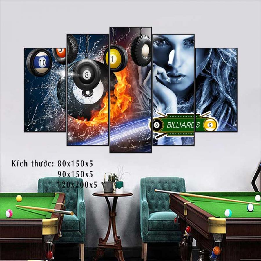 Bộ 5 tranh trang trí quán bida ấn tượng tại In Hình Online